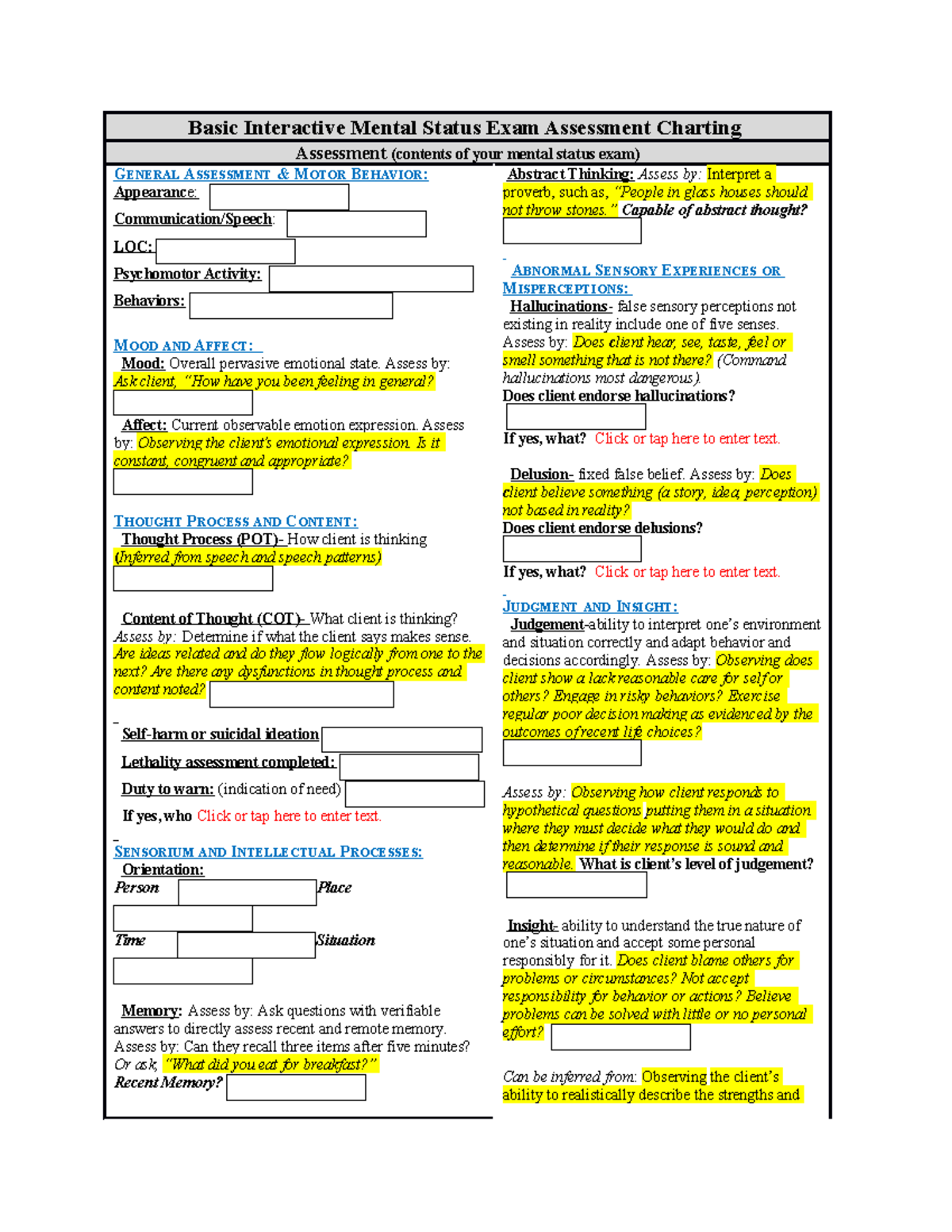 Basic MSE Interactive Tool2 - Basic Interactive Mental Status Exam ...