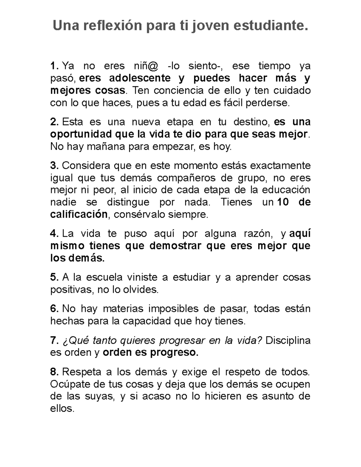 Una reflexión para ti joven - Una reflexión para ti joven estudiante. 1 ...