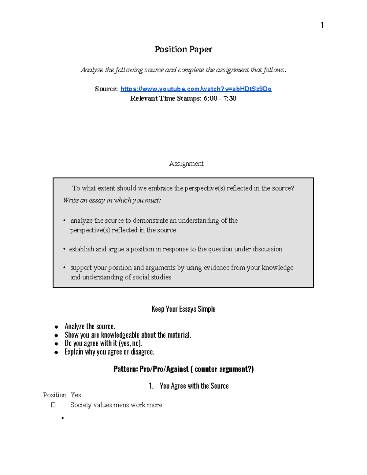 Jasper Sablan - Position Paper Example (Gender Pay Gap) - Position ...