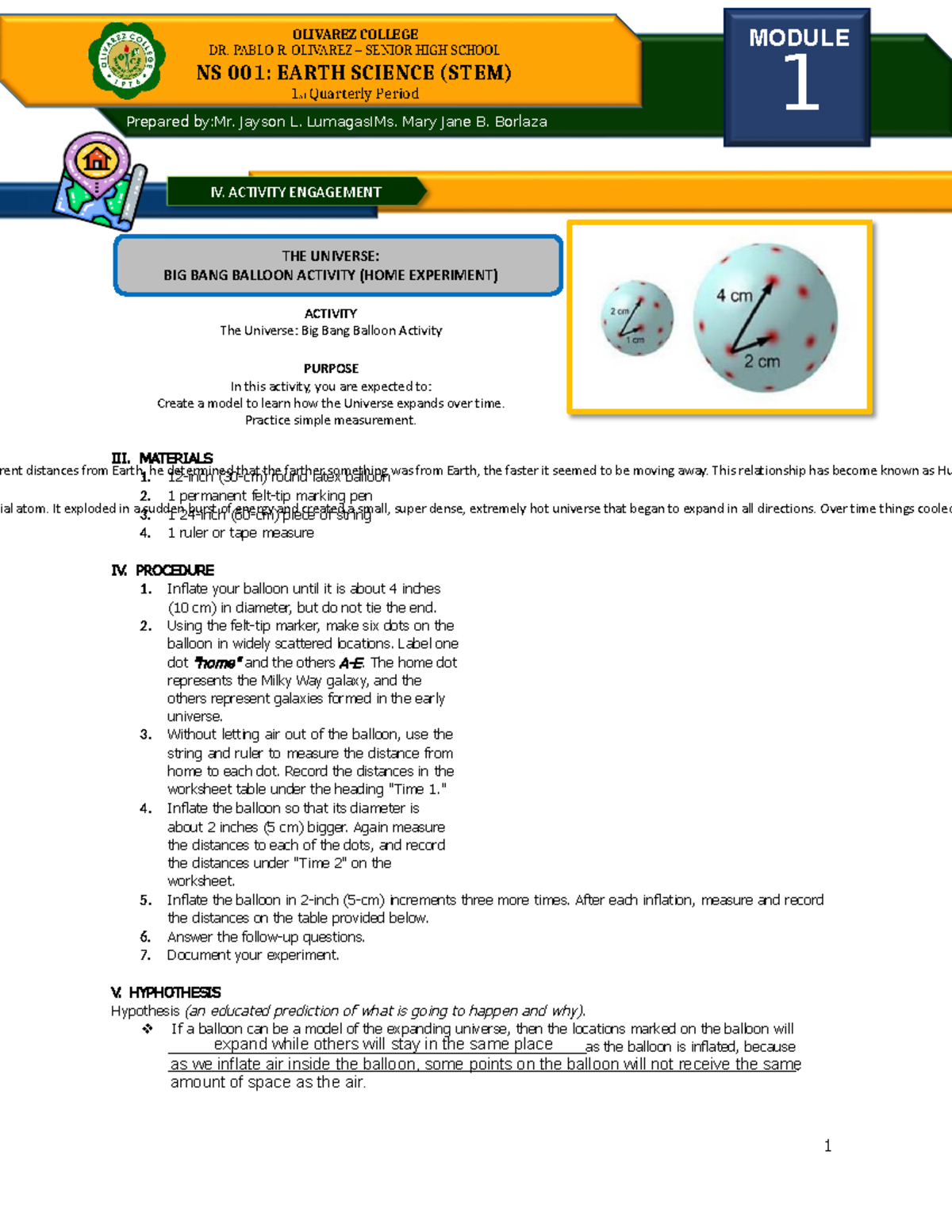 NS-001 Performance Task-1 Big-Bang-Balloon-Experiment - 1 ...