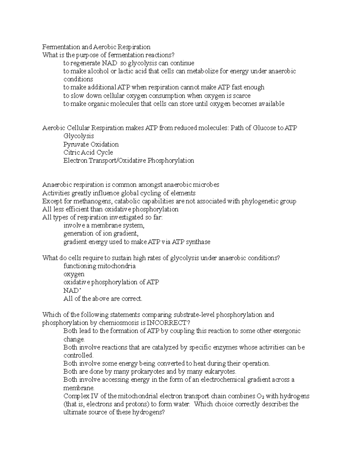 Bio 122 cellular respiration fermentation and summary - Fermentation ...
