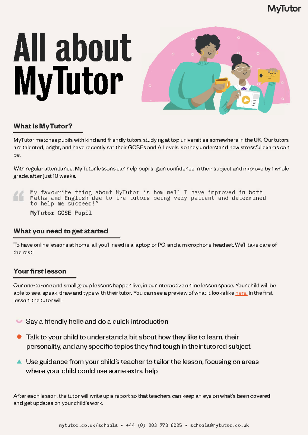 Copy of My Tutor - Parent & Pupil Cheat Sheet - All about MyTutor What ...