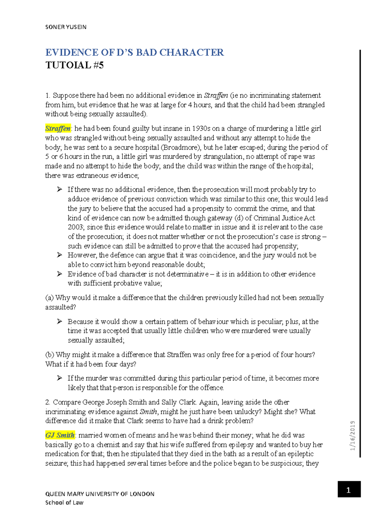 Law of Evidence - Bad Character Evidence Tutorial - SONER YUSEIN ...