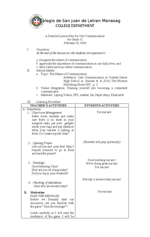 Detailed Lesson Plan- Lesson 3 (Types of Conflicts) - A Detailed Lesson ...