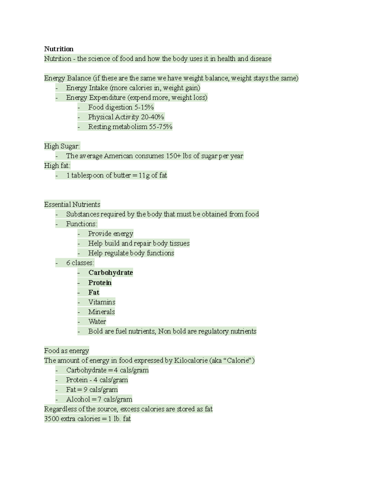 HES notes exam 2 - Nutrition Nutrition - the science of food and how ...