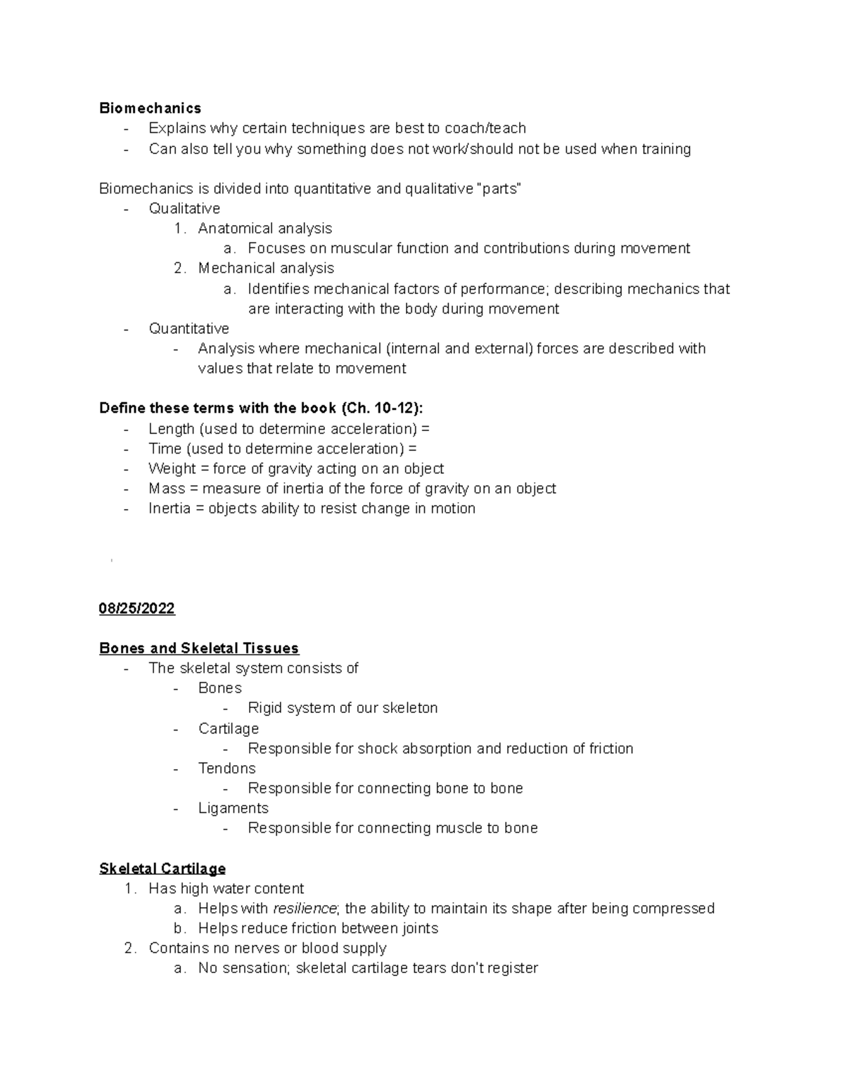 Biomechanics Unit 1 Notes - Biomechanics - Explains why certain ...
