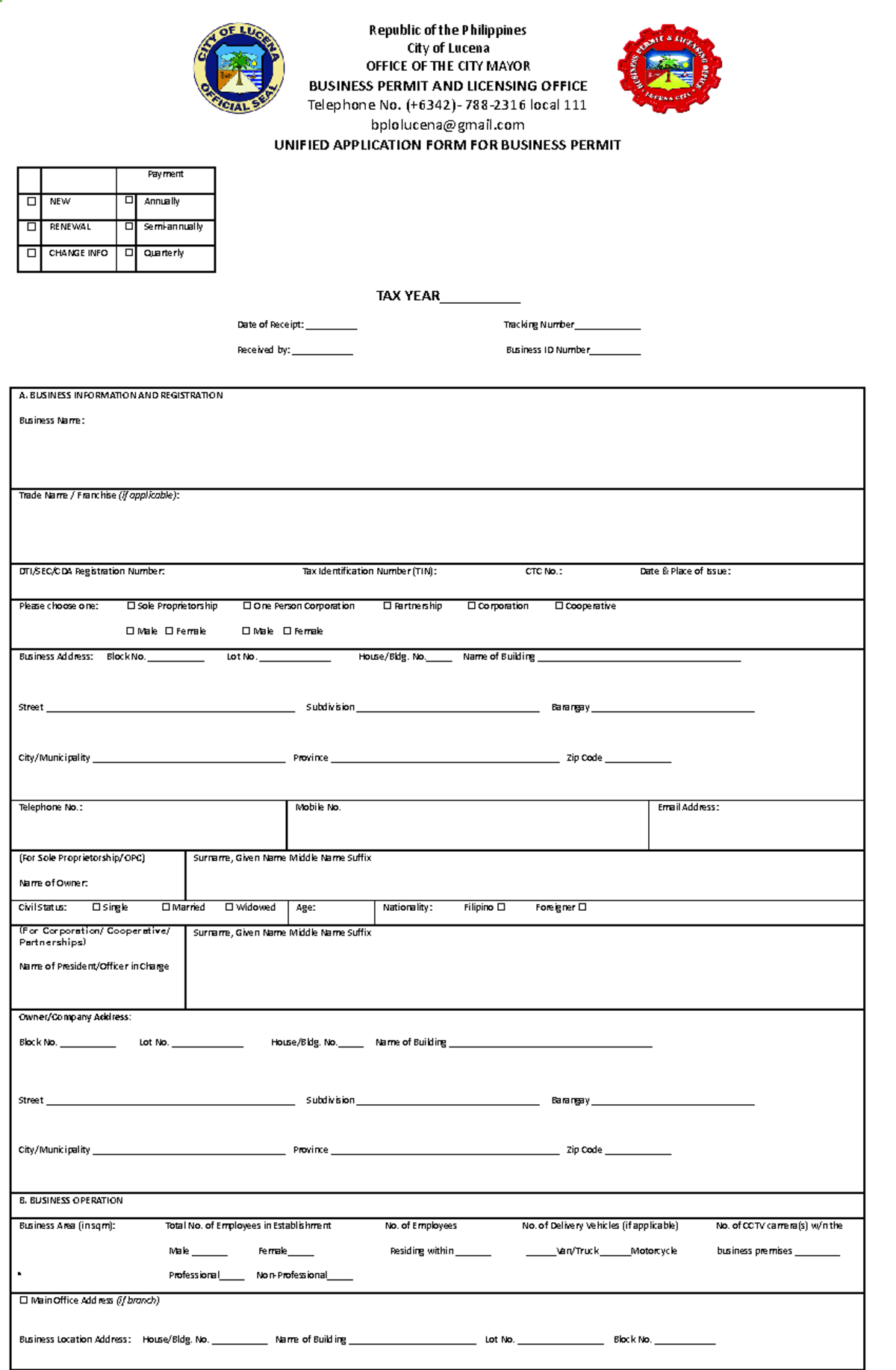Application Business-Permit - Republic of the Philippines City of ...