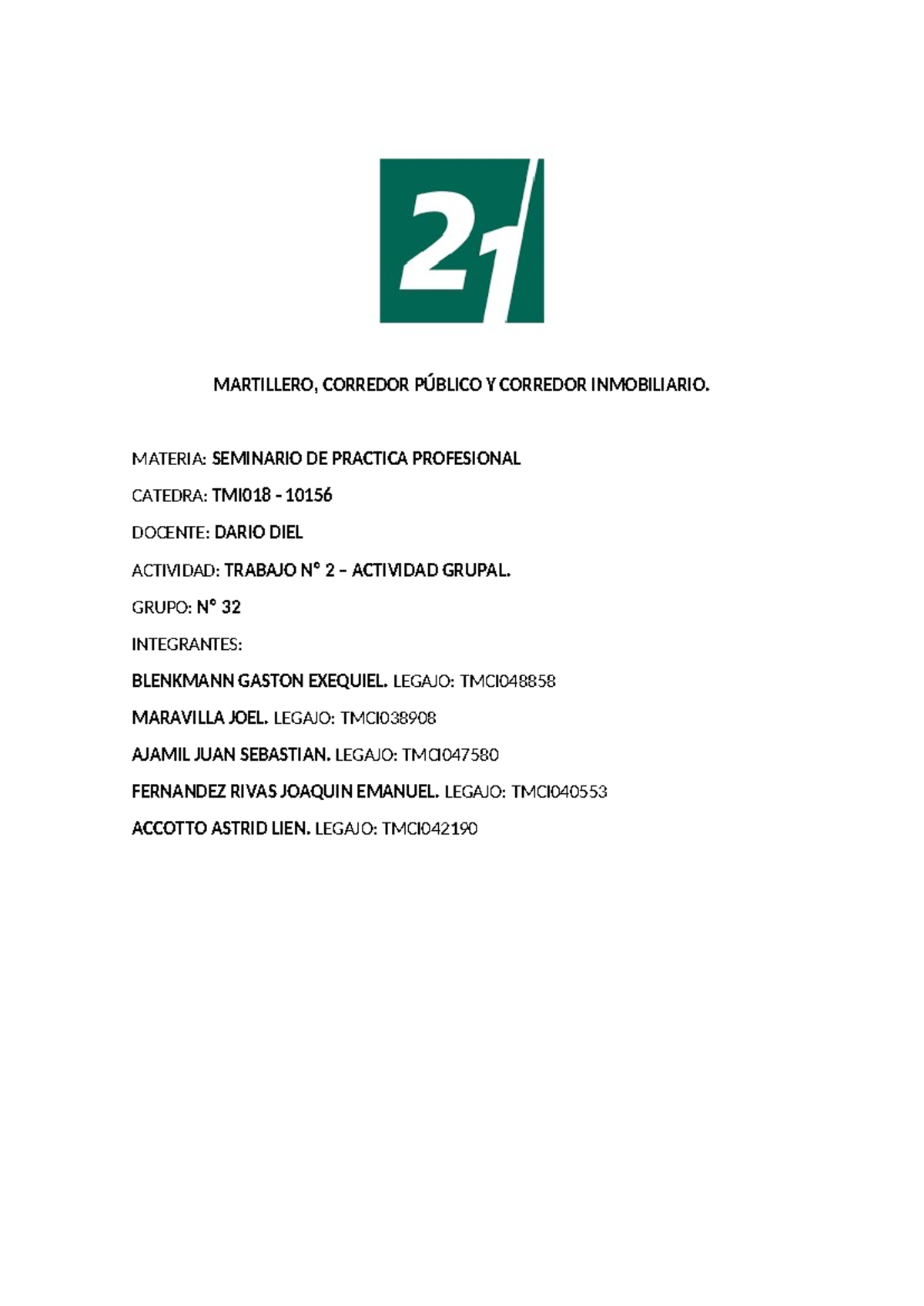 Seminario Tp2 Martillero Corredor Público Y Corredor Inmobiliario