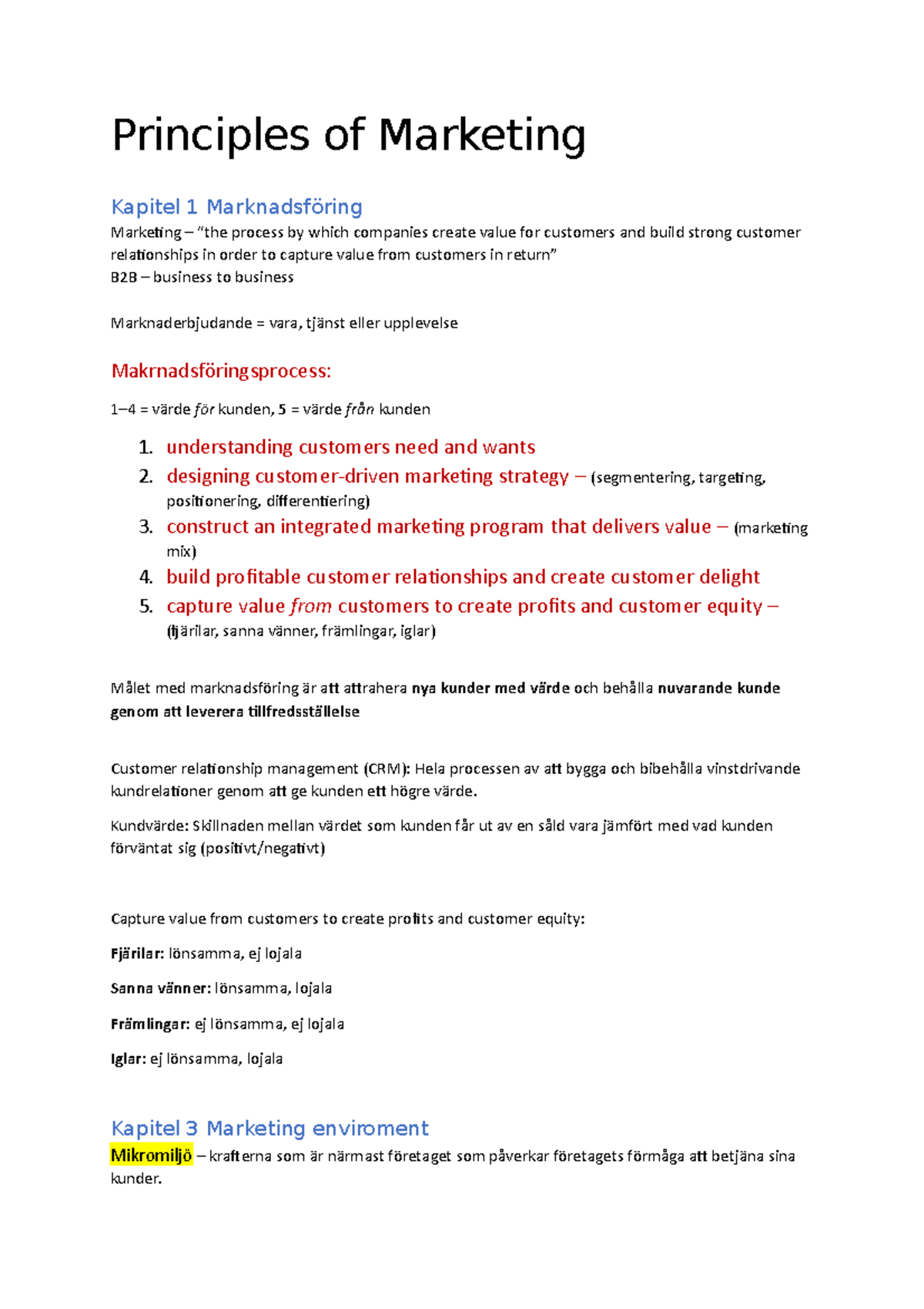 The principles of marketing - Principles of Marketing Kapitel 1 ...