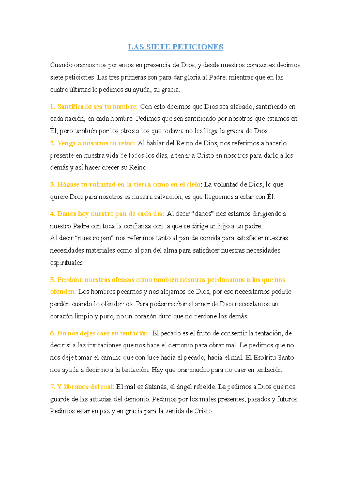 LAS Siete Peticiones - LAS SIETE PETICIONES Cuando oramos nos ponemos ...
