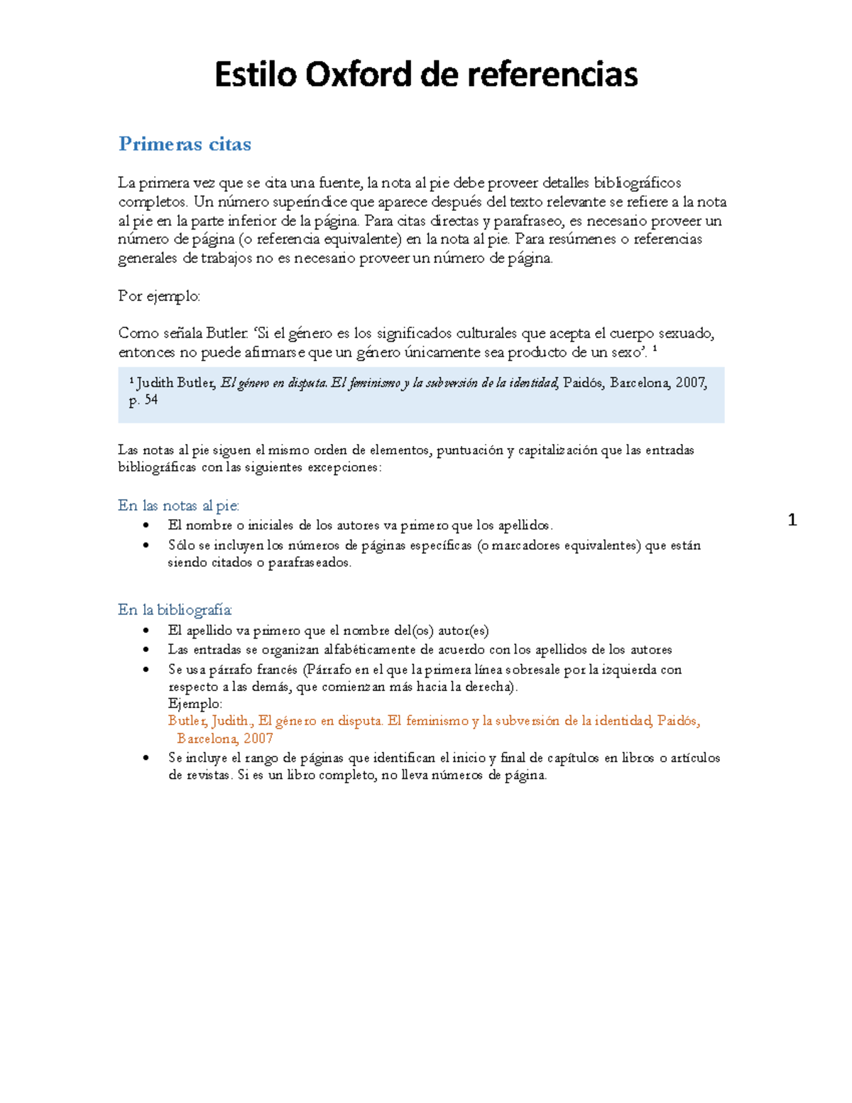 Estilo Oxford de Referencias - 1 Primeras citas La primera vez que se ...