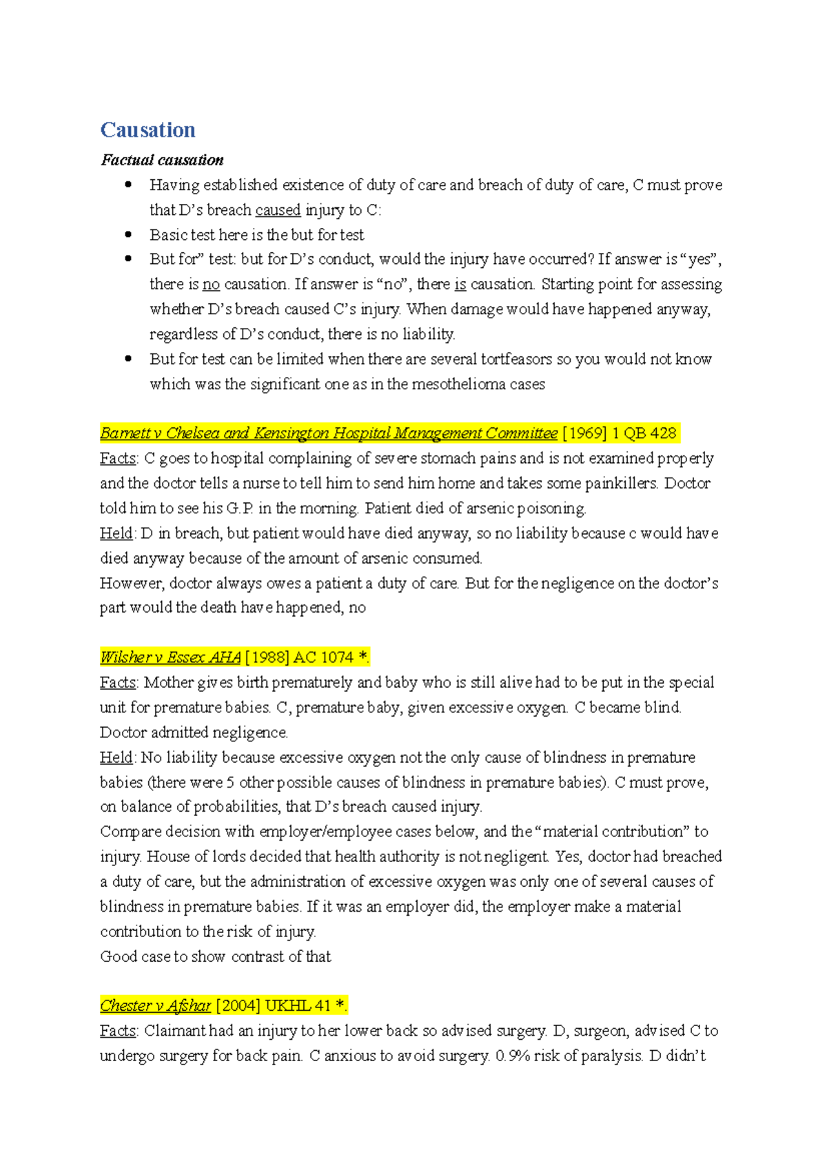 Factual Causation - Causation Factual causation Having established ...