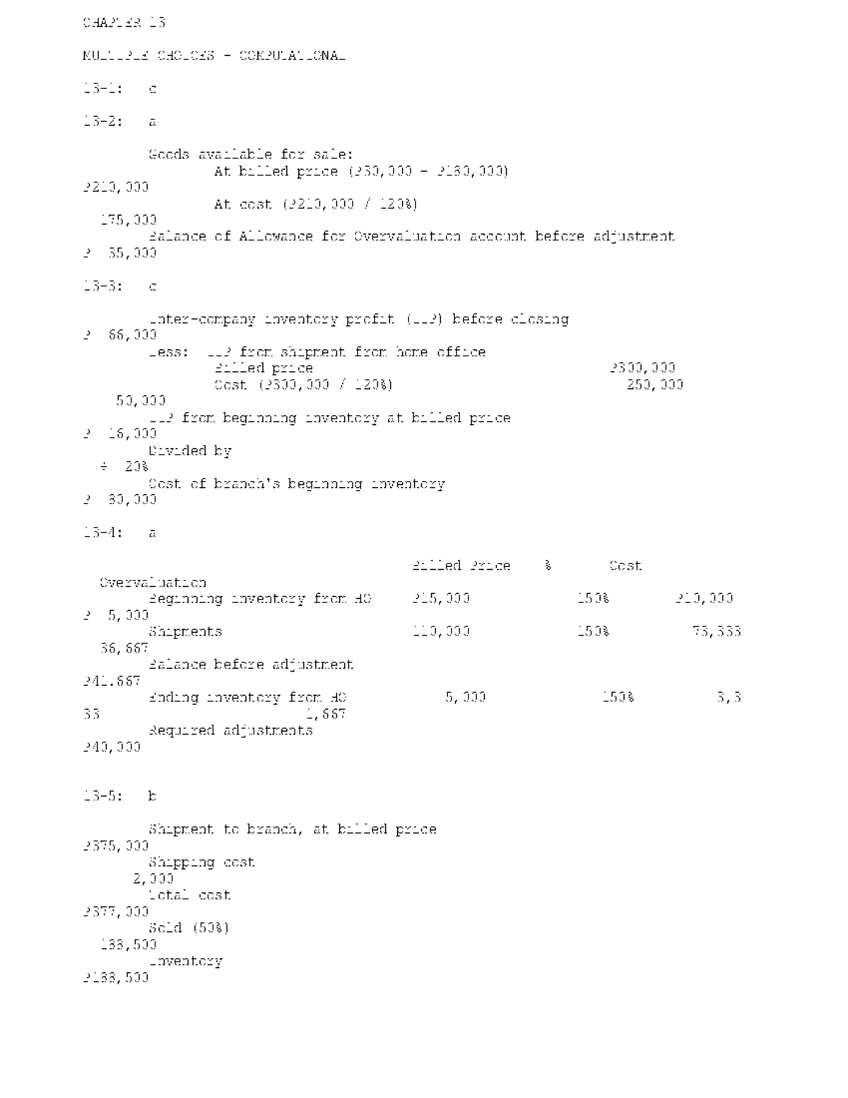 Chapter 13 Answer Key - Advanced Accounting - CHAPTER 13 MULTIPLE ...