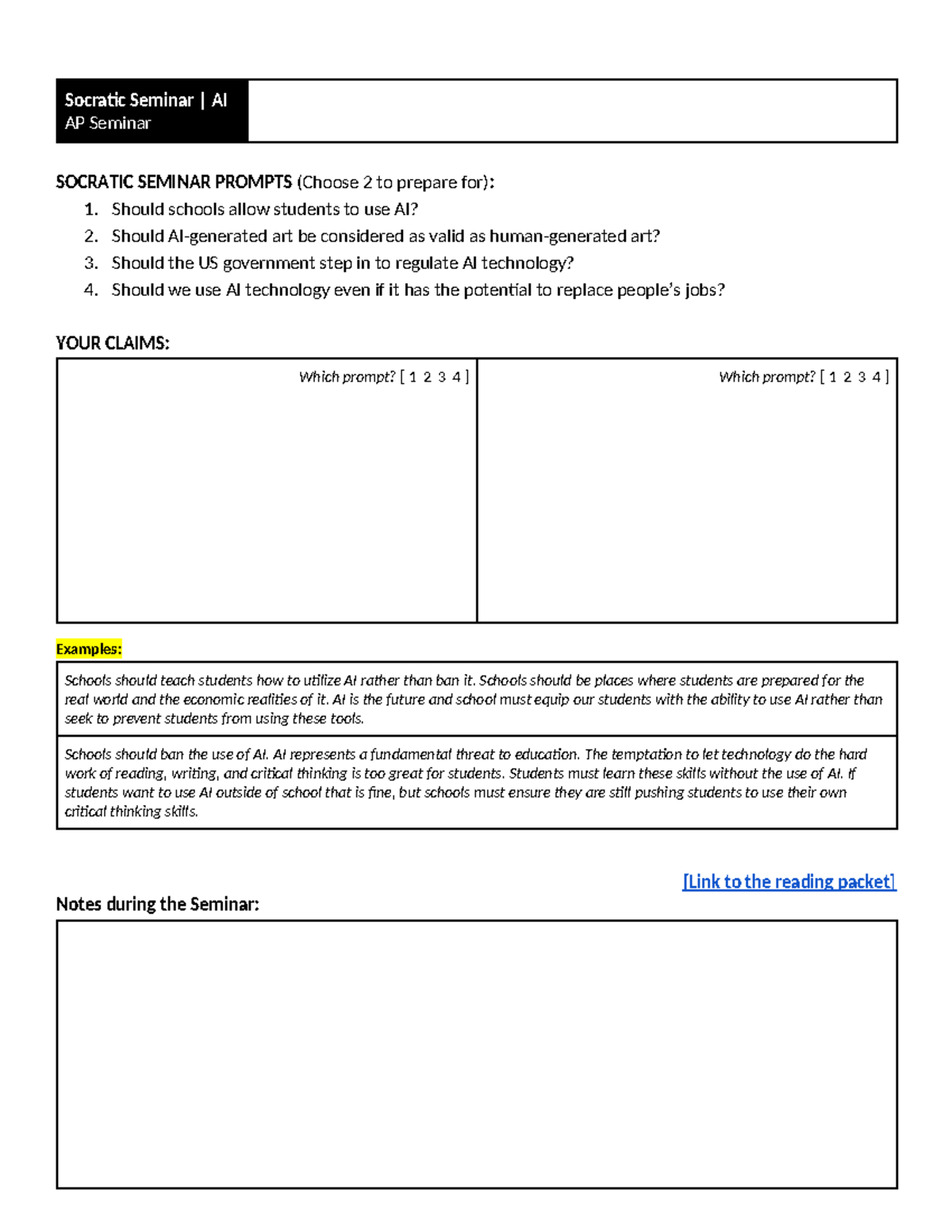 8 - Socratic Seminar Preparation doc for AI (Please Don't take this ...
