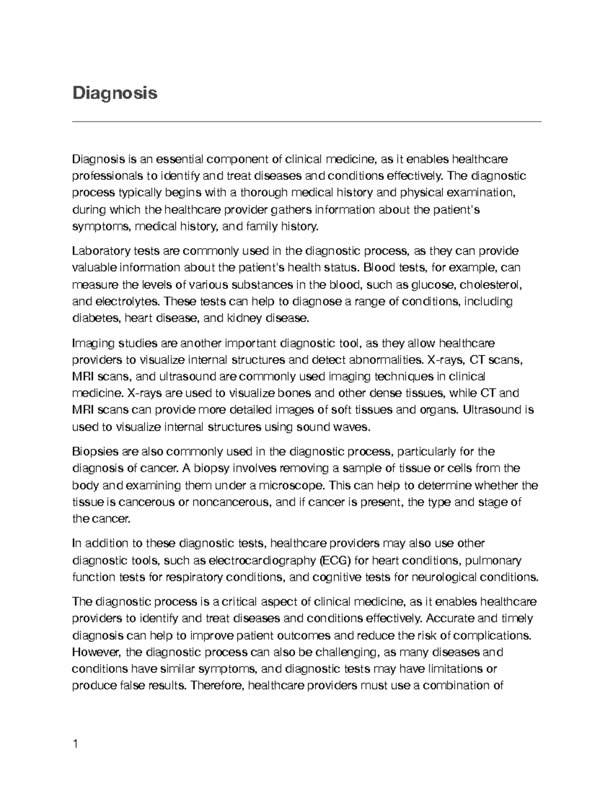 Diagnosis Notes - Diagnosis Diagnosis is an essential component of ...