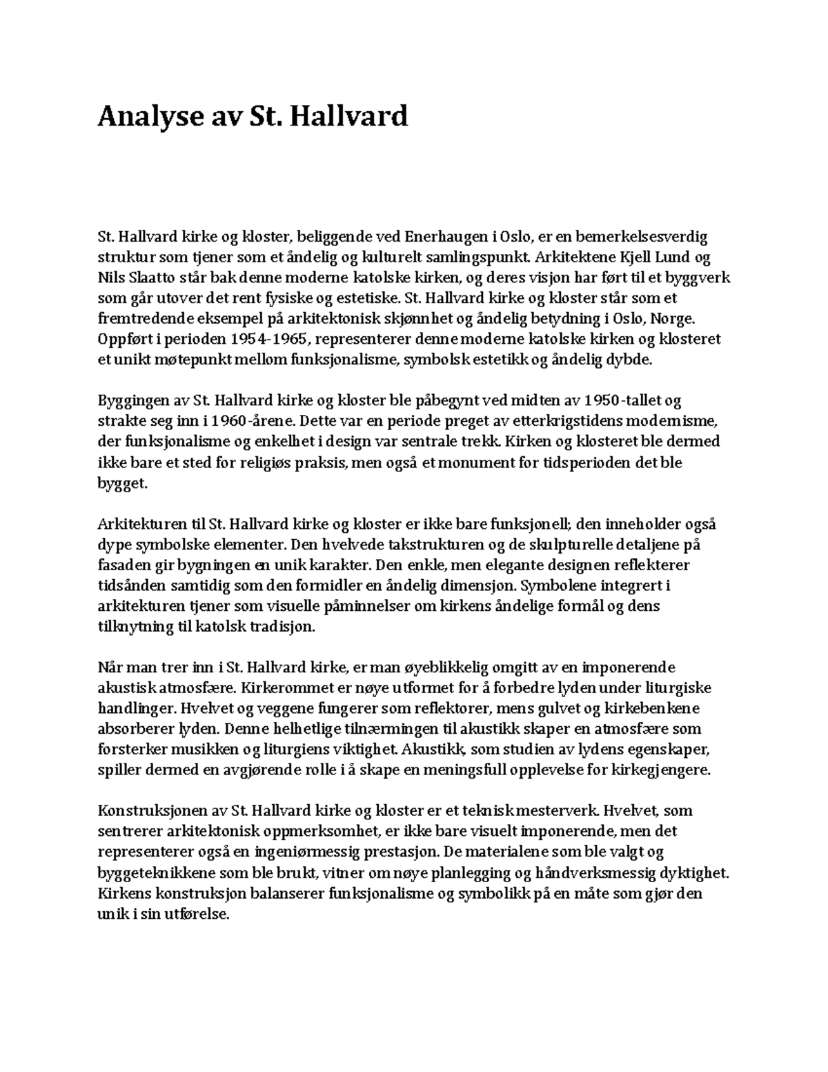 Analyse av StHAllvard - Analyse av St. Hallvard St. Hallvard kirke og ...