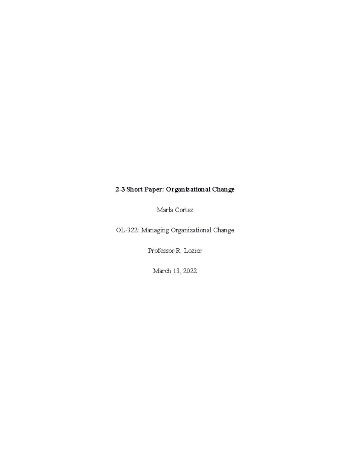 Managing Organizational Change: Definition Process and Importance - Studocu