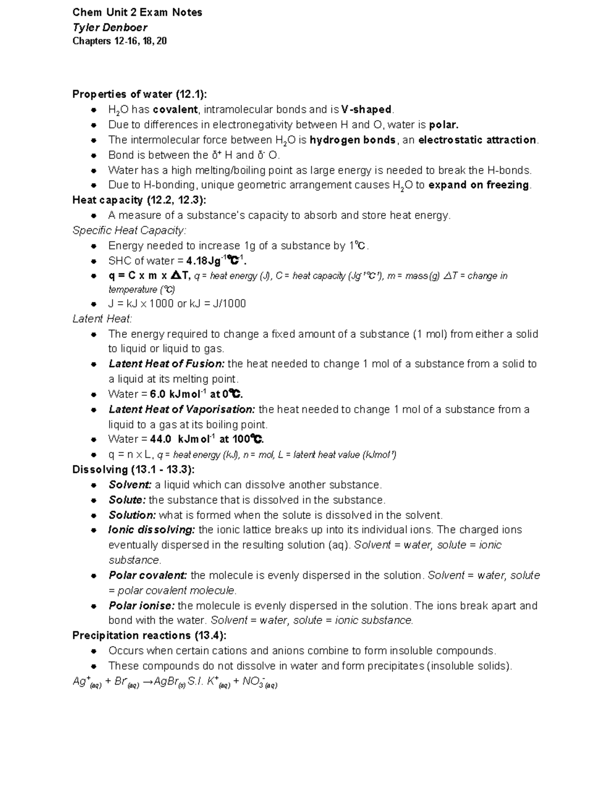 Chem Unit 2 Exam Notes - Tyler Denboer Chapters 12-16, 18, 20 ...