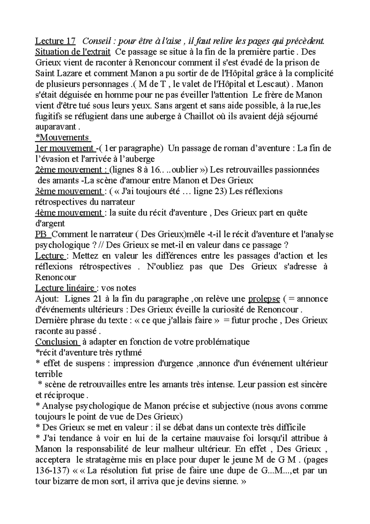 Lecture 6 cours eleve 1 - French - Lecture 17 Conseil : pour être à l ...