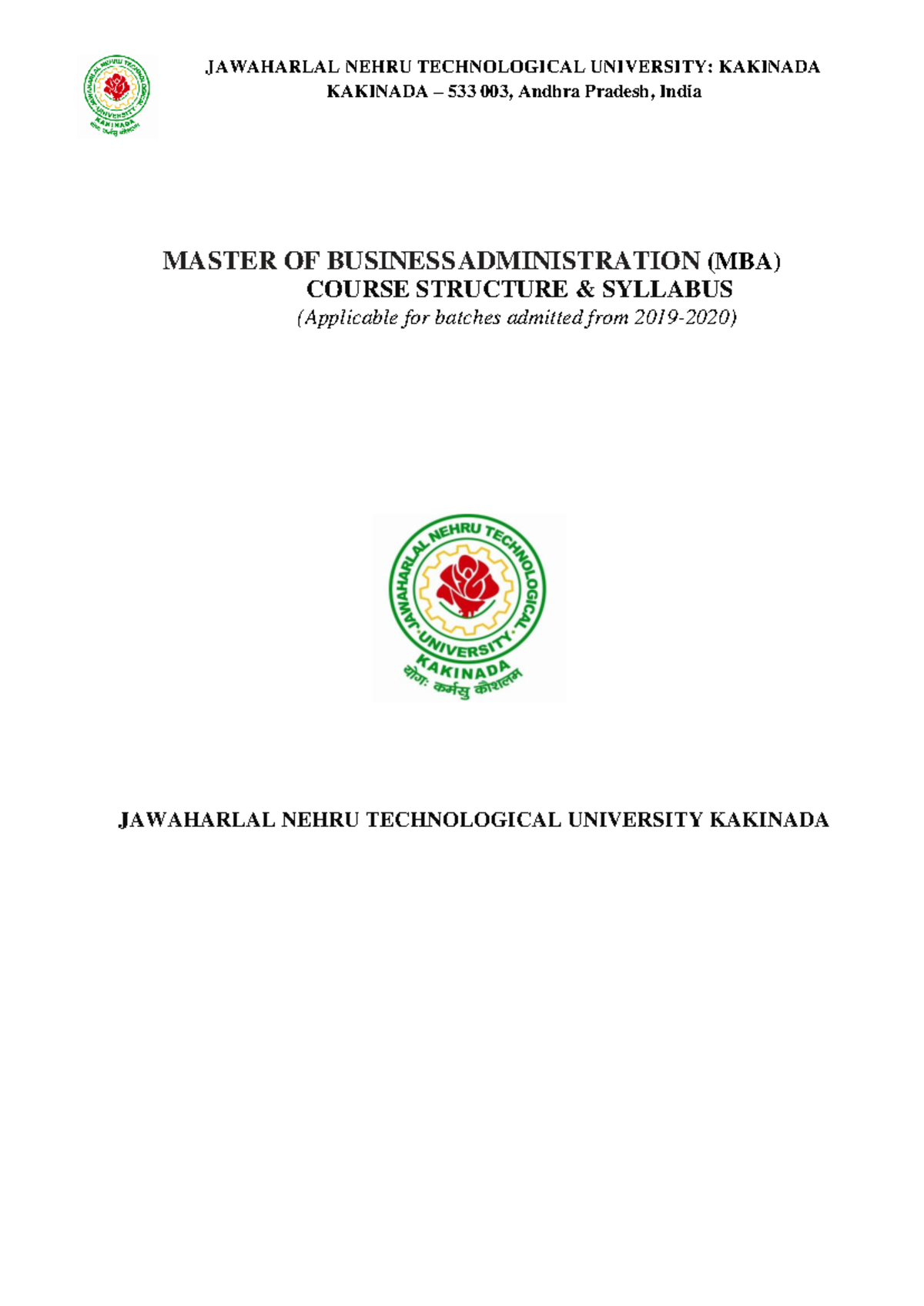 Revised MBA I II SEM - Syllabus Management & Organisatie - JAWAHARLAL ...
