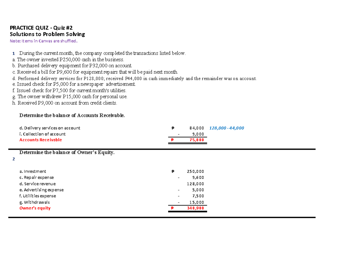 Practice QUIZ - Quiz #2 Solutions to PS - PRACTICE QUIZ - Quiz Solutions to Problem Solving Note ...