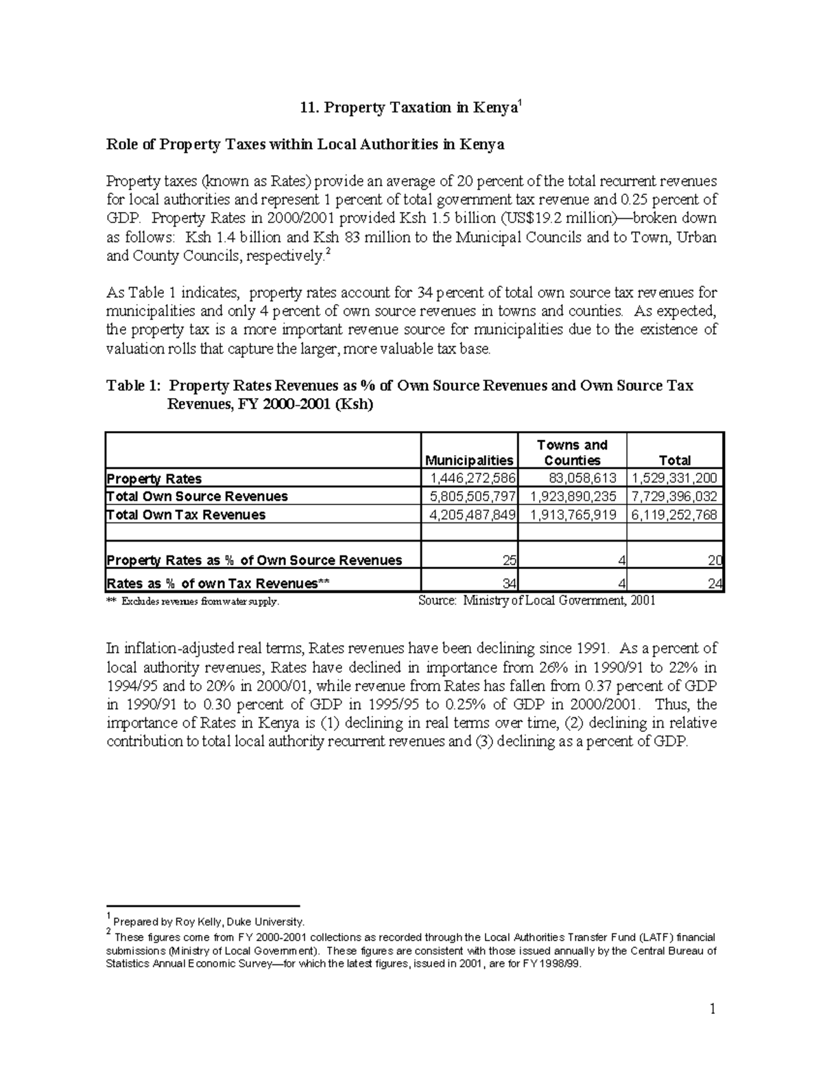Kenya - Real estate taxation - 11. Property Taxation in Kenya 1 Role of ...