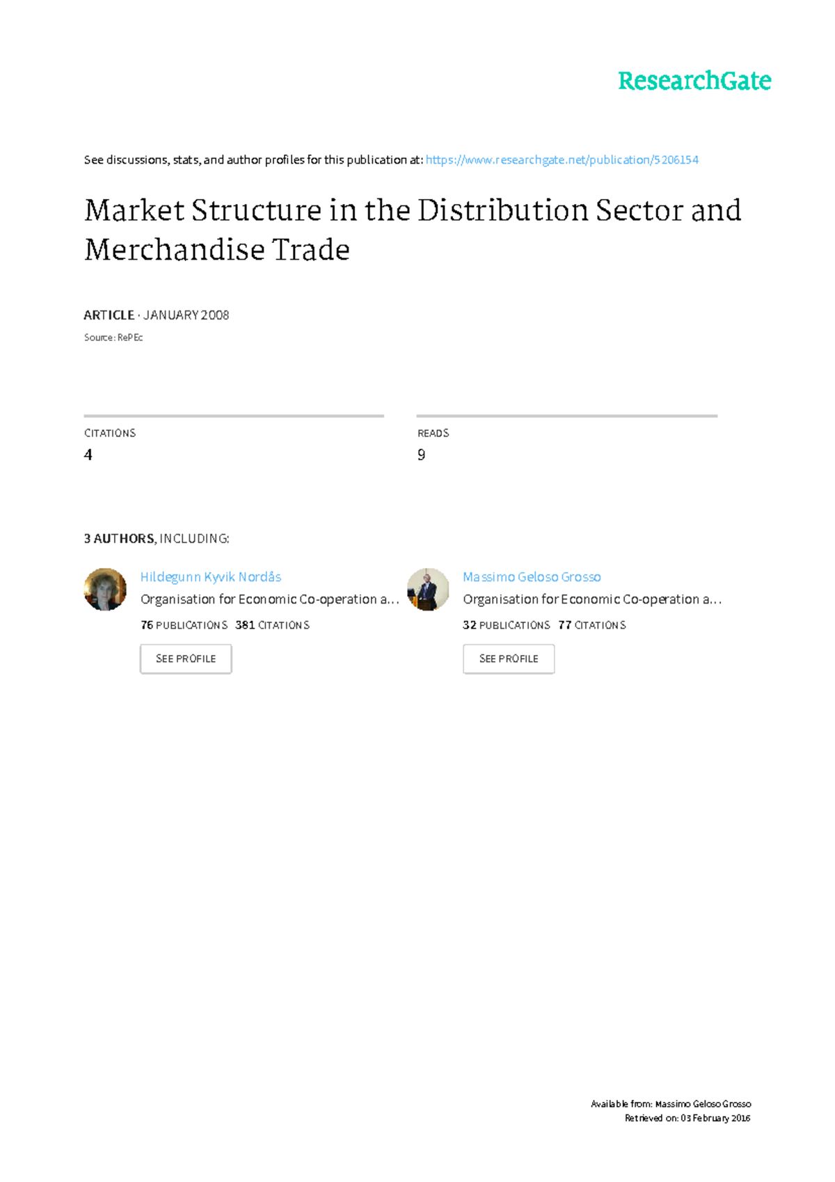 Market Structure in the Distribution Sector and Merchandise Trade - See ...