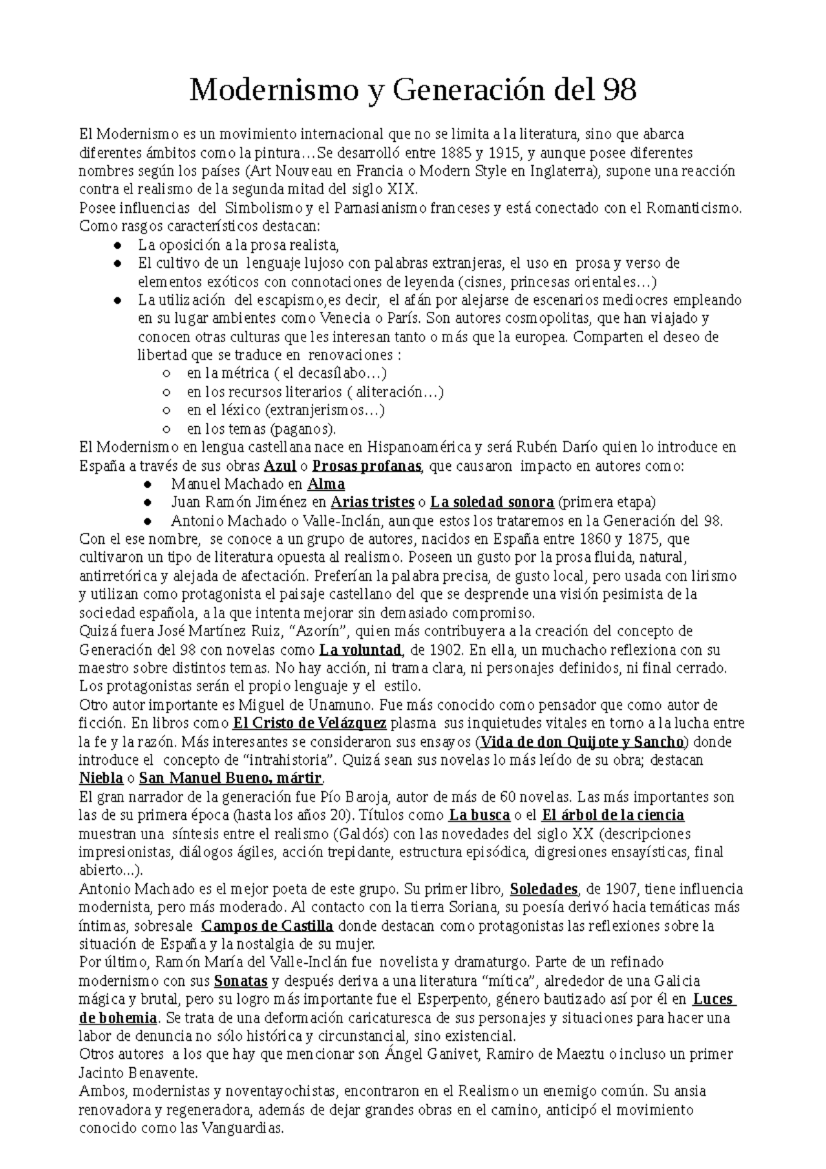 1. Modernismo y Gen 98 - Modernismo y Generación del 98 El Modernismo ...