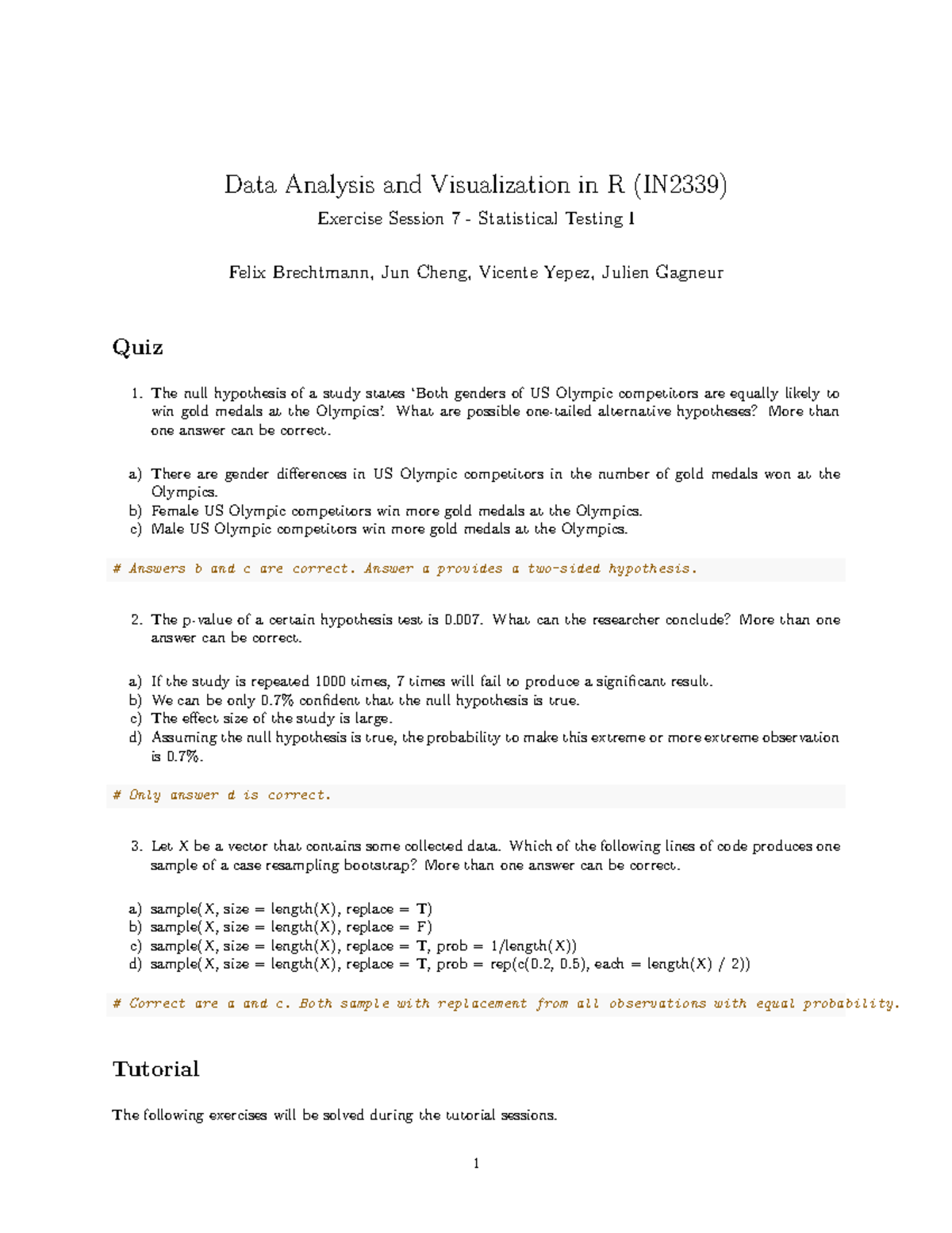 Exercise 07 solution - Übung - Data Analysis and Visualization in R (IN2339) Exercise Session 7 ...