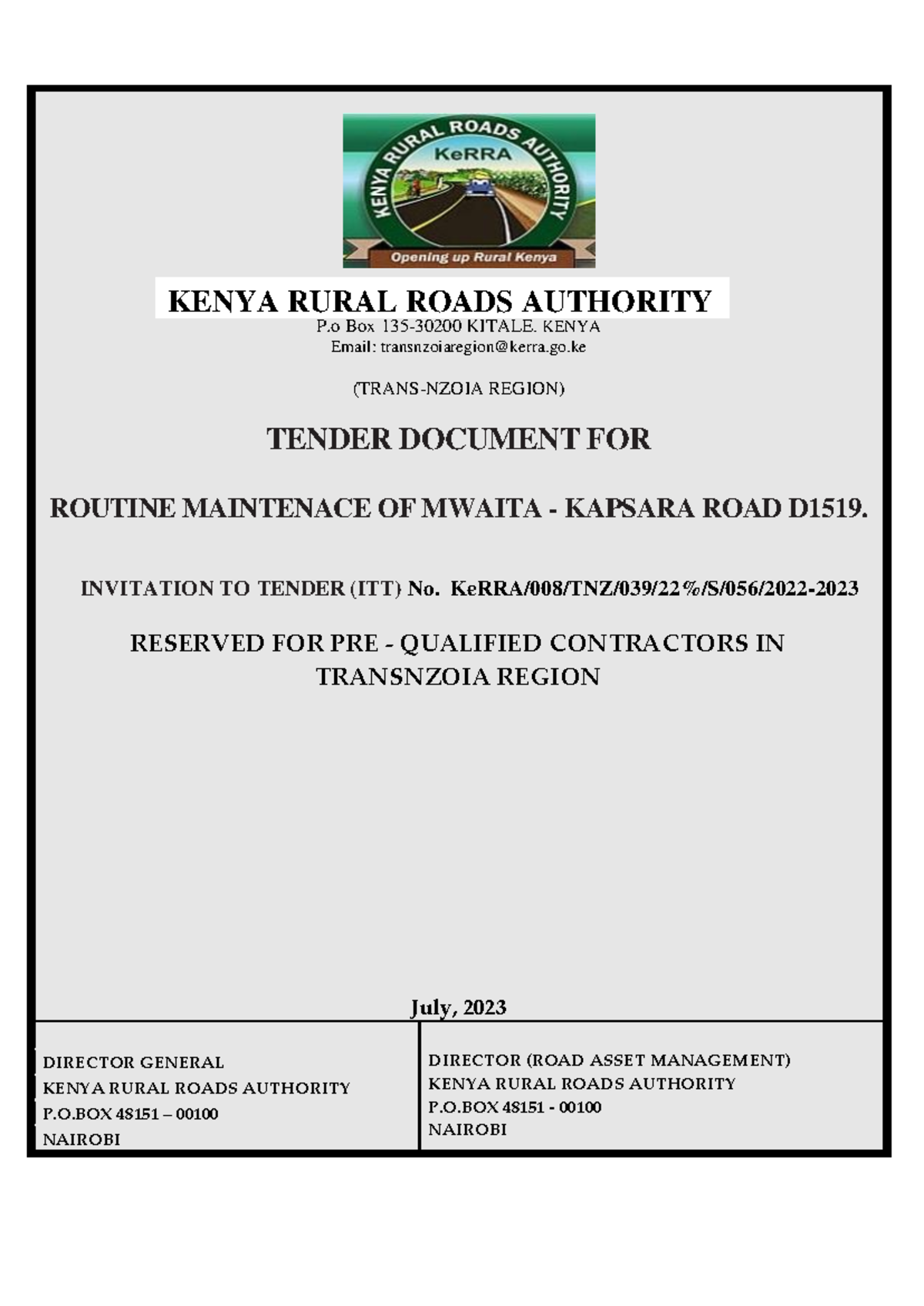 056 Mwaita Kapsara 1 - notes - P Box 135 - 30200 KITALE. KENYA Email ...