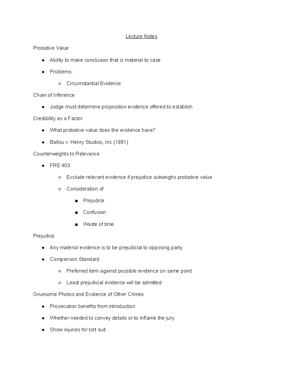 Notes on Probative Value - Lecture Notes Probative Value Ability to ...