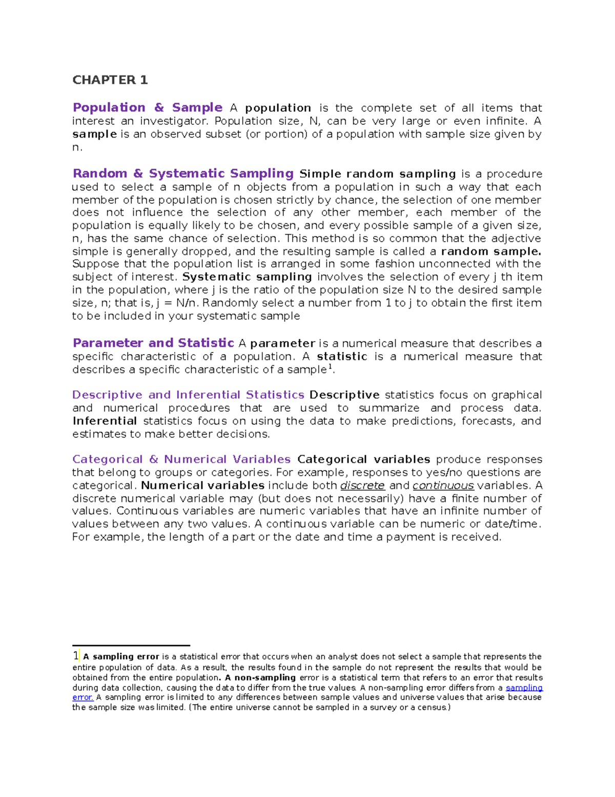 Population and Sample - insight into the world of business. Students ...