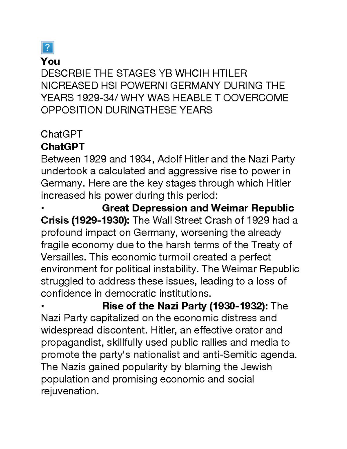 EU - European History - You DESCRBIE THE STAGES YB WHCIH HTILER ...