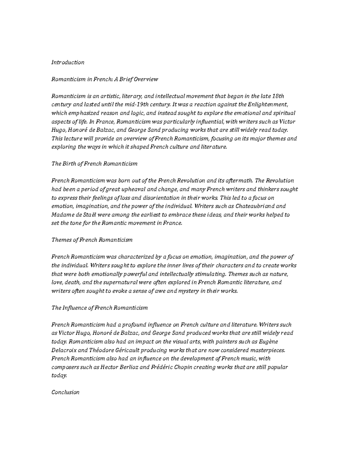 Romanticism Study Notes - Introduction Romanticism in French: A Brief ...
