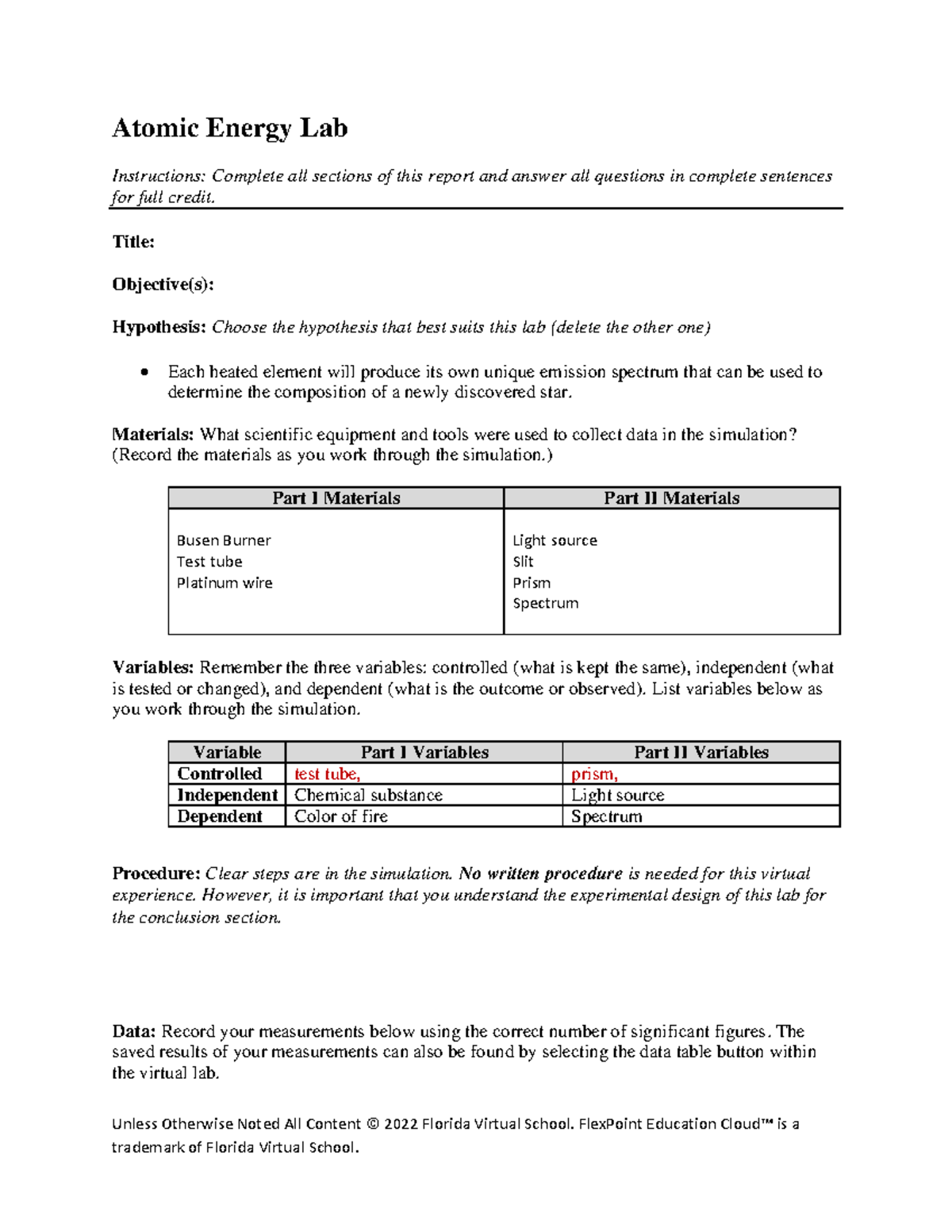 Atomic energy lab - Anatomy homework help - Unless Otherwise Noted All ...