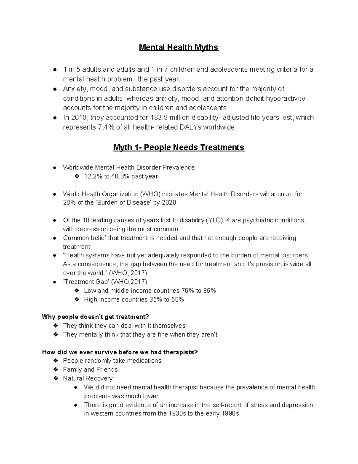 Mental Health Myths- Chapter 4 - Mental Health Myths 1 in 5 adults and ...