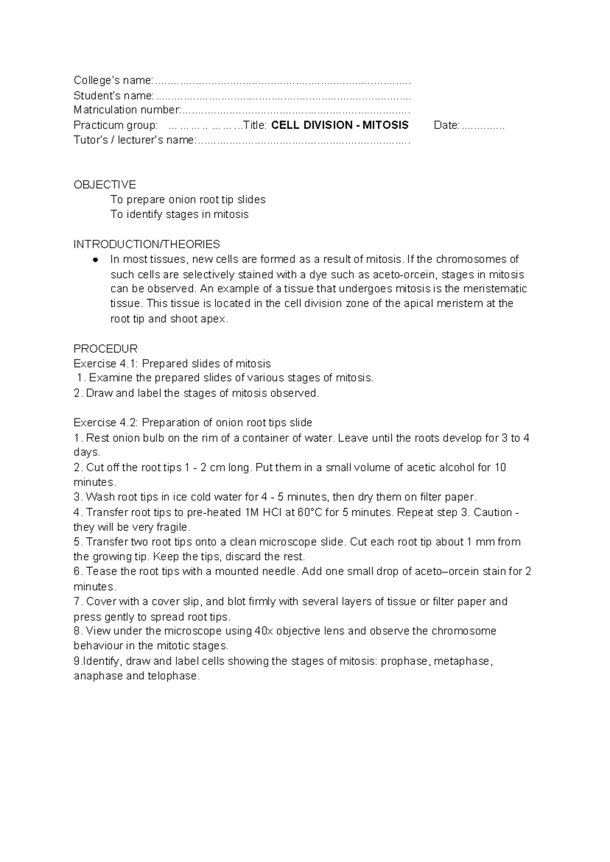 EXPERIMENT 4 SB015 - College’s - Studocu