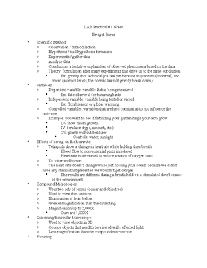 LAB Practical 2 Review - Biology 107 LAB Practical #2 Notes Bridget ...