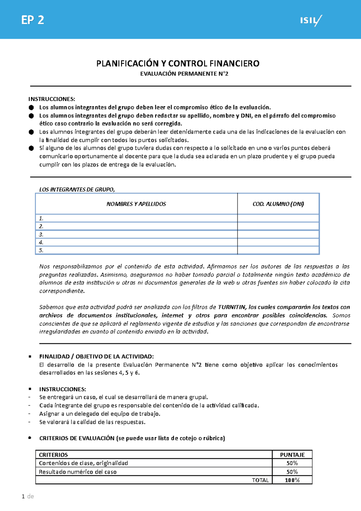Evaluacion Permanente N°2 - 2022 - 2 M - PLANIFICACIÓN Y CONTROL ...