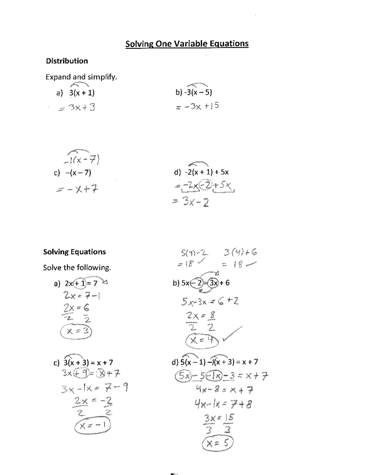 Mfm2p solvingonevariableeqns soln - Math 125.3 - Solving One Variable ...