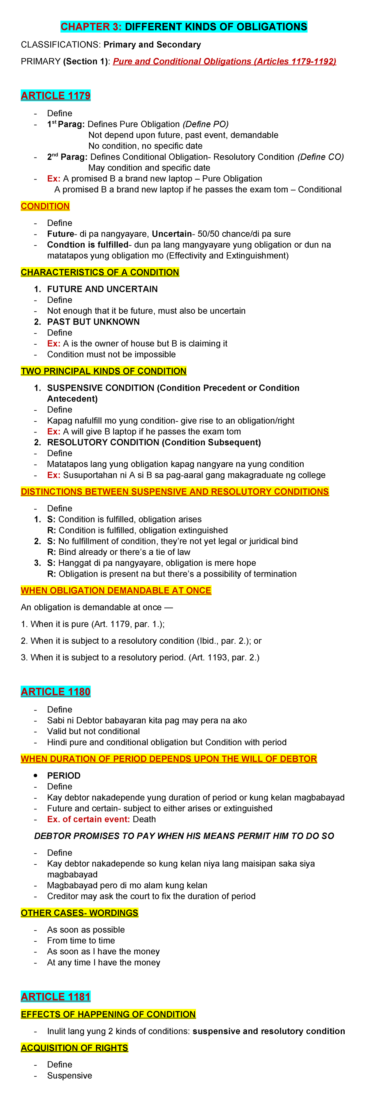 Chapter 3A Notes - a tie or bond recognized by law by virtue of which ...