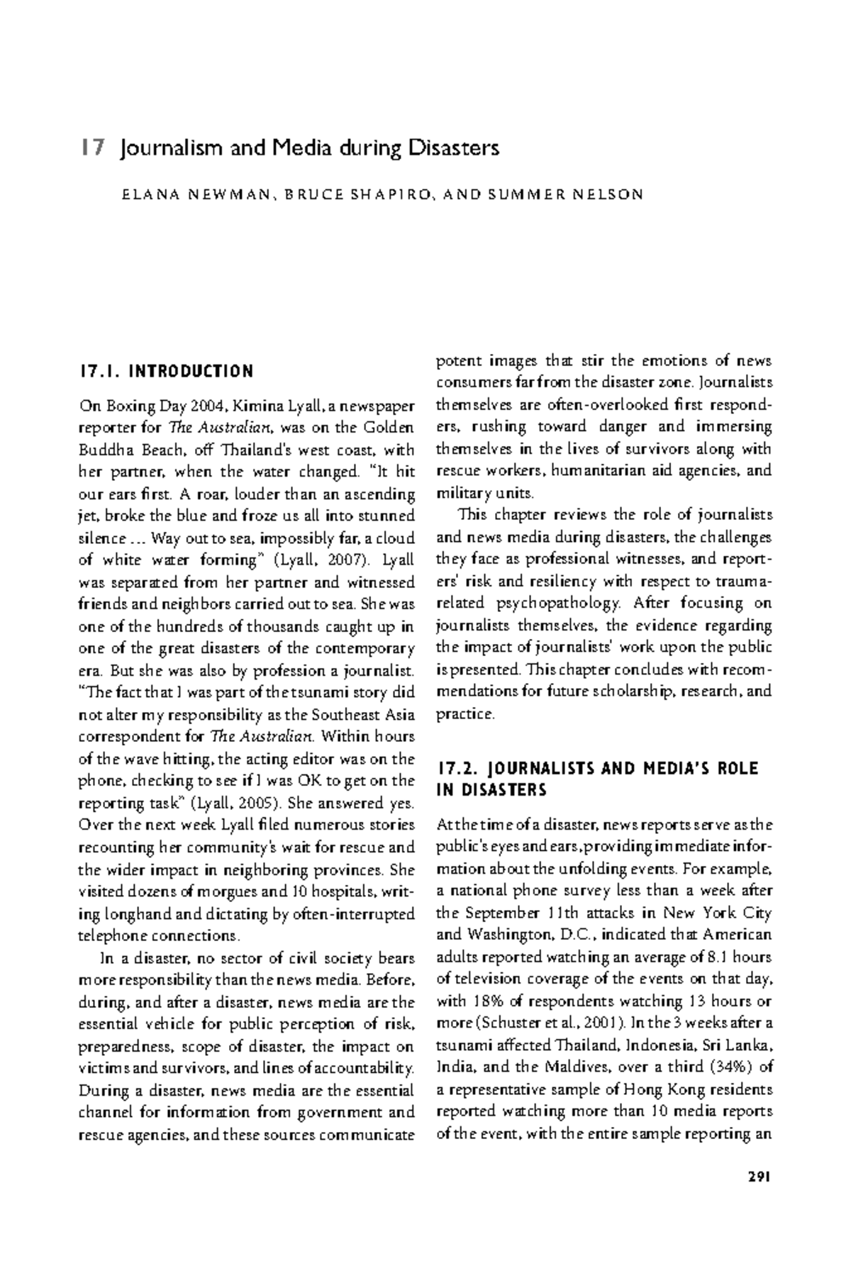 Journalism and Media during Disasters - INTRODUCTION On Boxing Day 2004 ...
