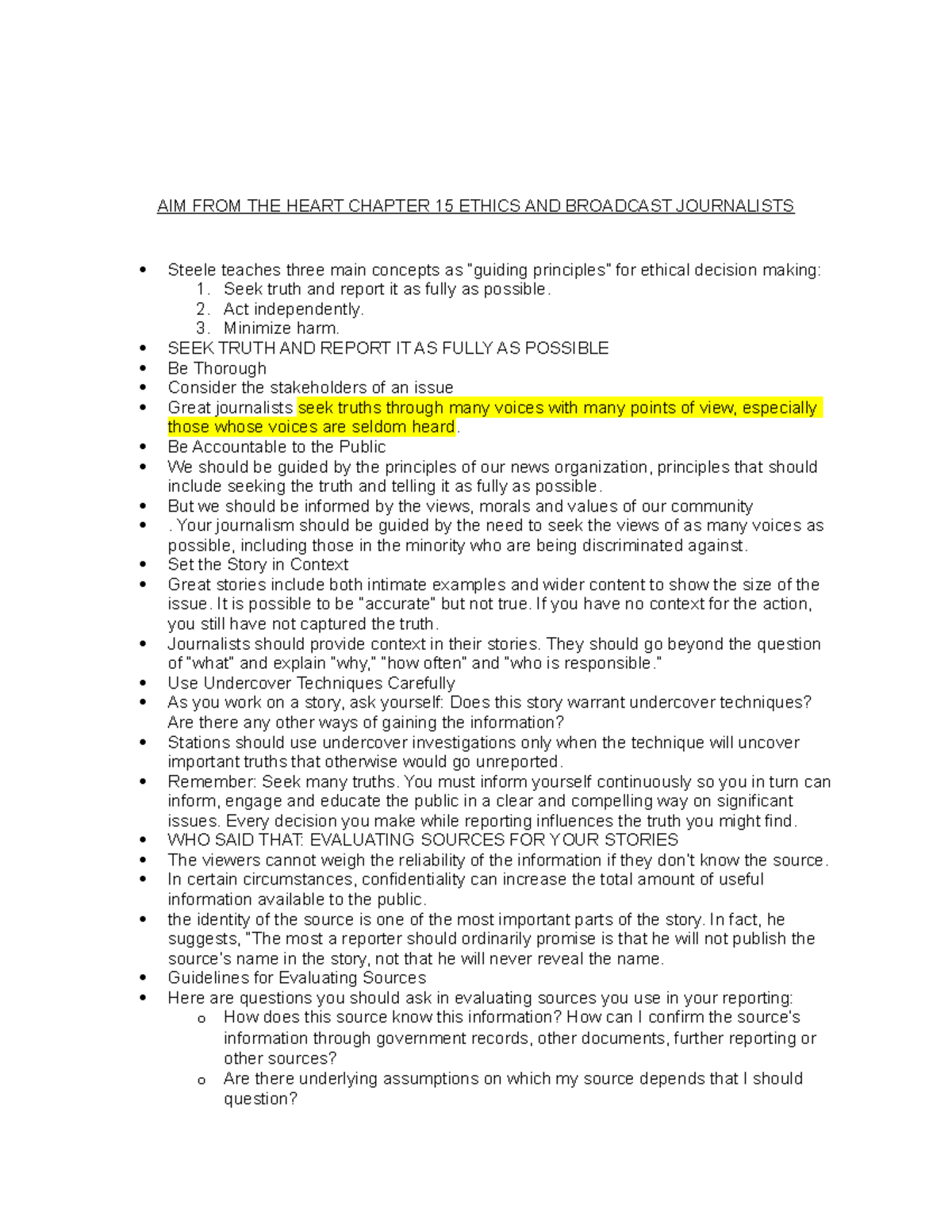 AIM FROM THE Heart Chapter 15 Ethics AND Broadcast Journalists - AIM ...