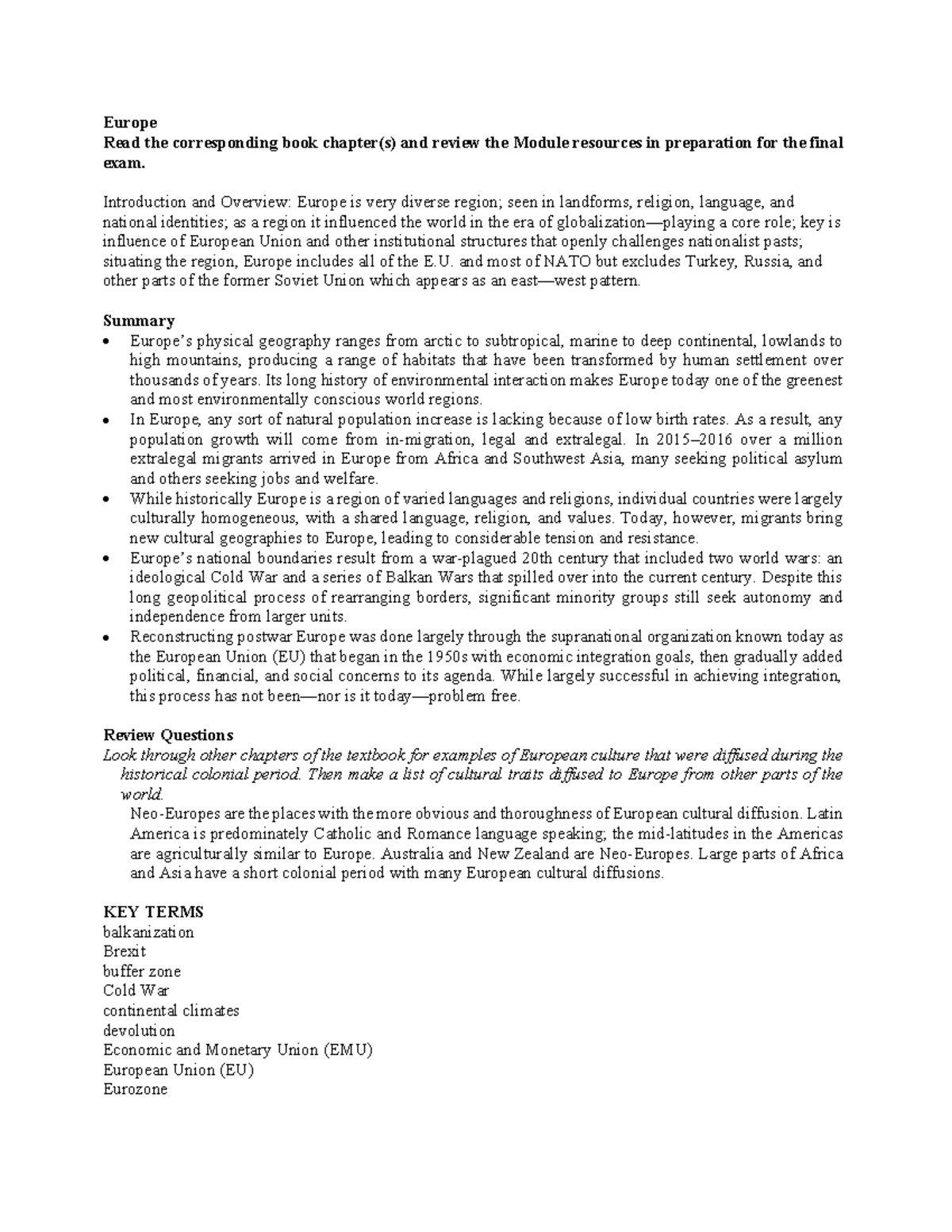 Europe+intro+and+wrap+up - Europe Read the corresponding book chapter(s ...