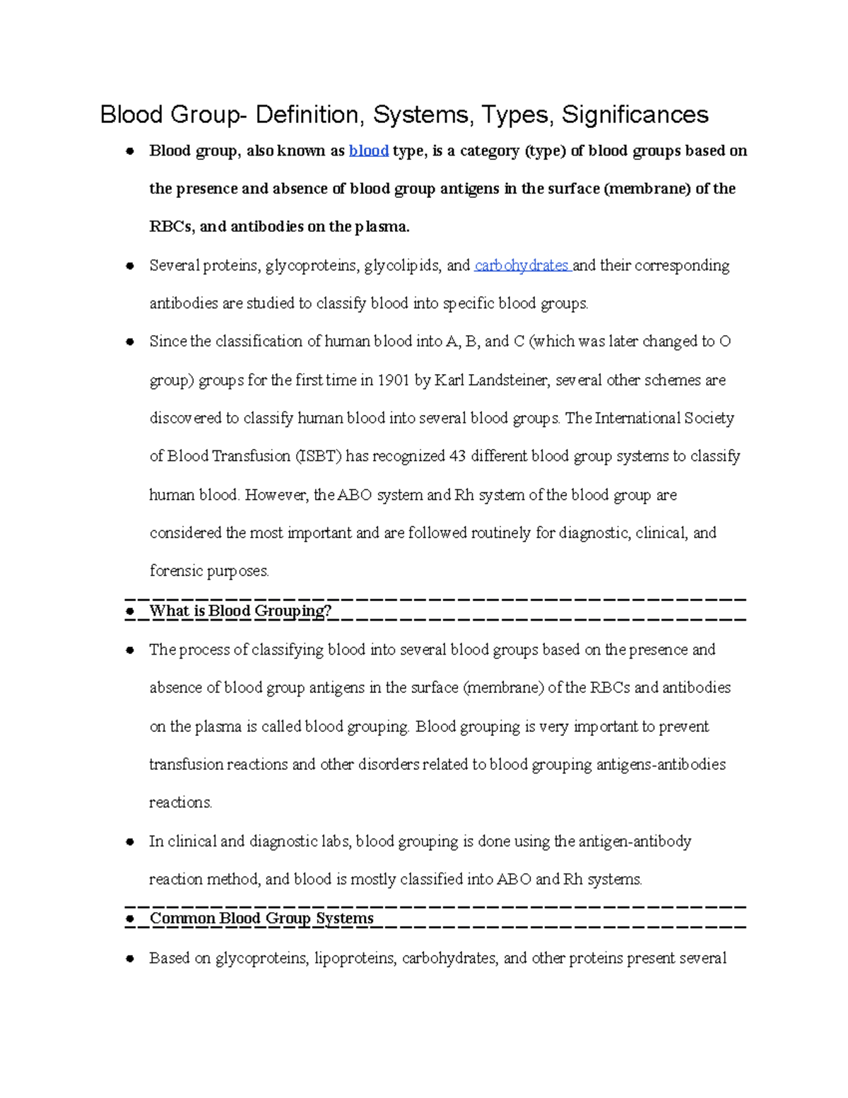 BIO- Blood Group Definition, Systems, Types, Significances - Blood ...
