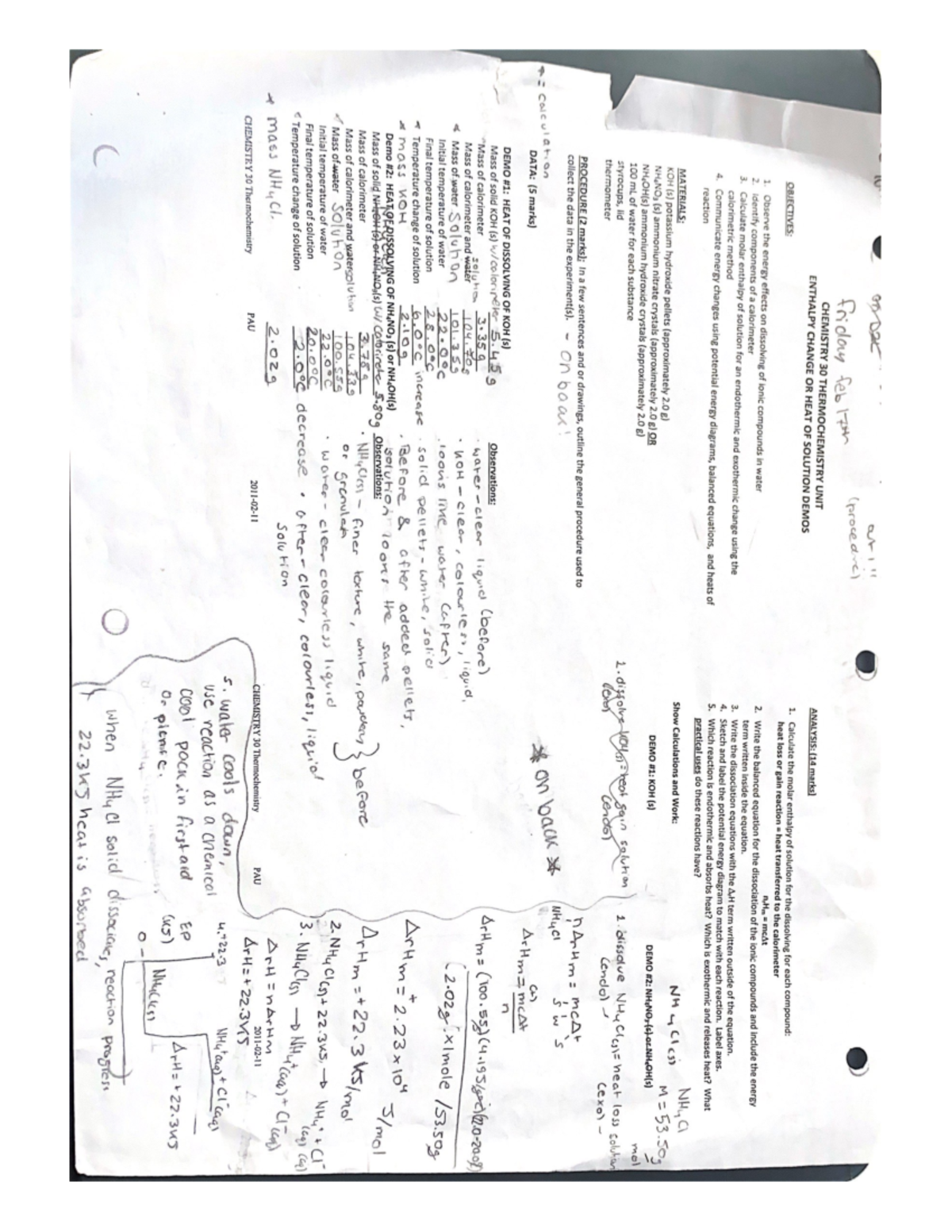 Chemistry 30 Thermochemistry UNIT - Studocu