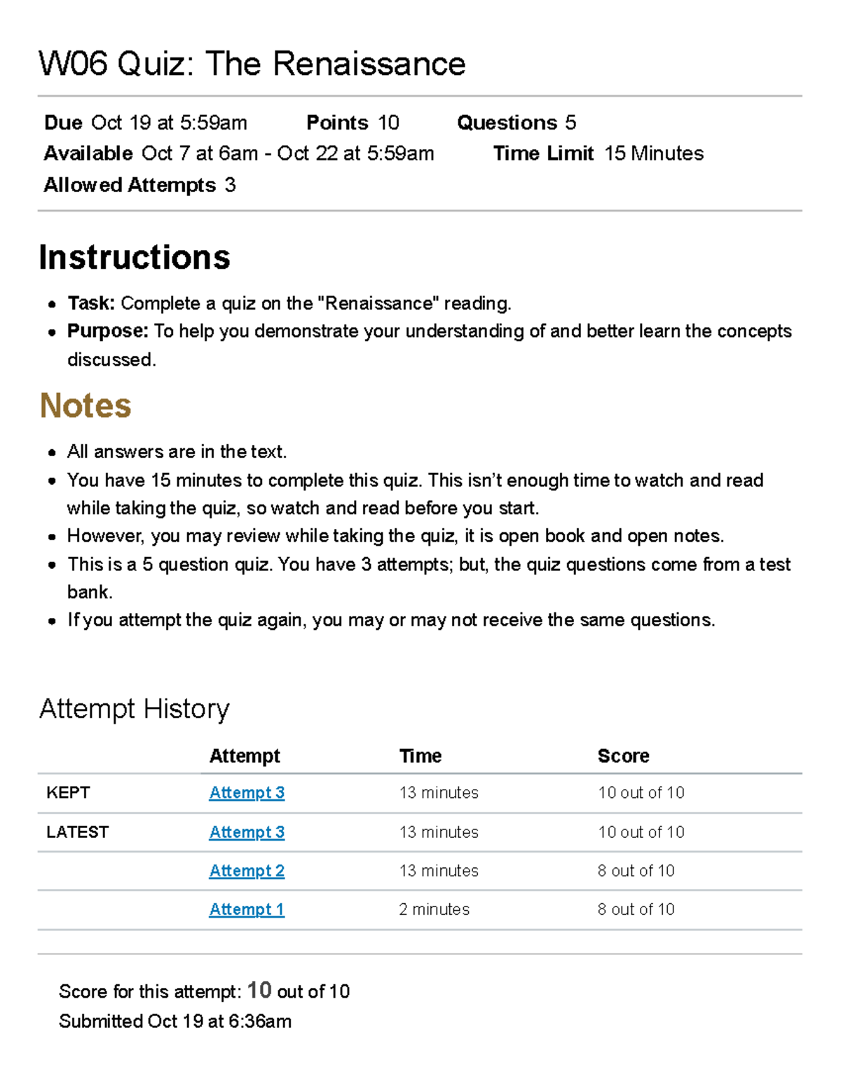 W06 Quiz The Renaissance Discov Discern Through Arts3 - W06 Quiz: The ...