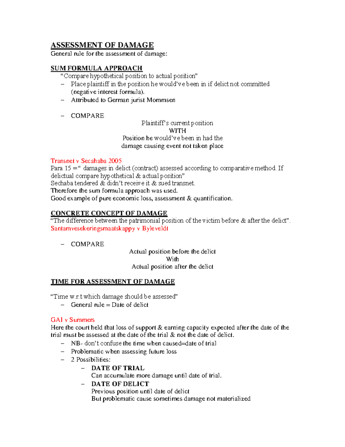 2. Assessment OF Damage - ASSESSMENT OF DAMAGE General rule for the ...