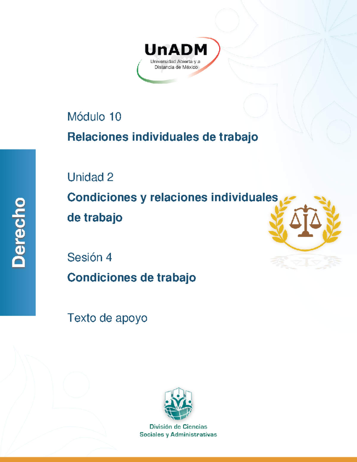 DE M10 U2 S4 TA - texto de apoyo - Módulo 10 Relaciones individuales de trabajo Unidad 2 ...