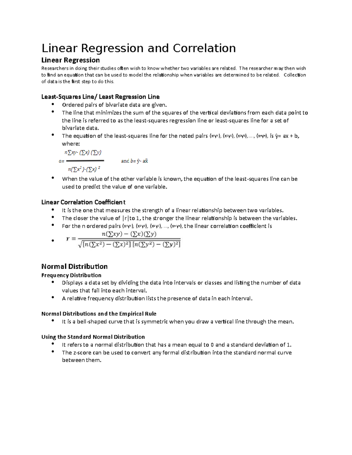 Lesson 9 Linear Regression and Correlation - Linear Regression and ...